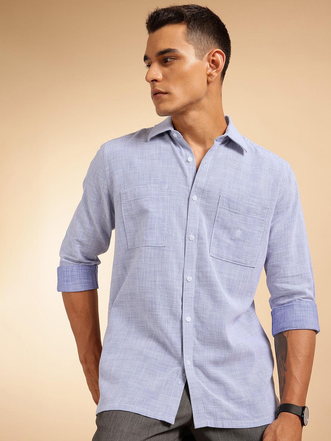 Buy French Connection Pure Cotton Self Design Slim Fit Casual Shirt ...