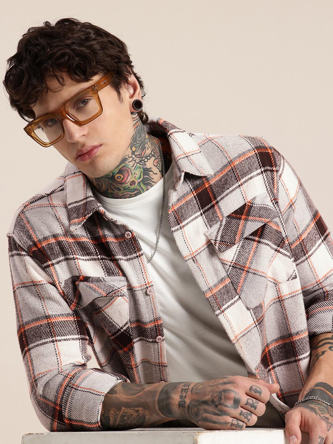 Buy HERE&NOW Checked Oversized Shacket - Shackets for Men 32698663 | Myntra