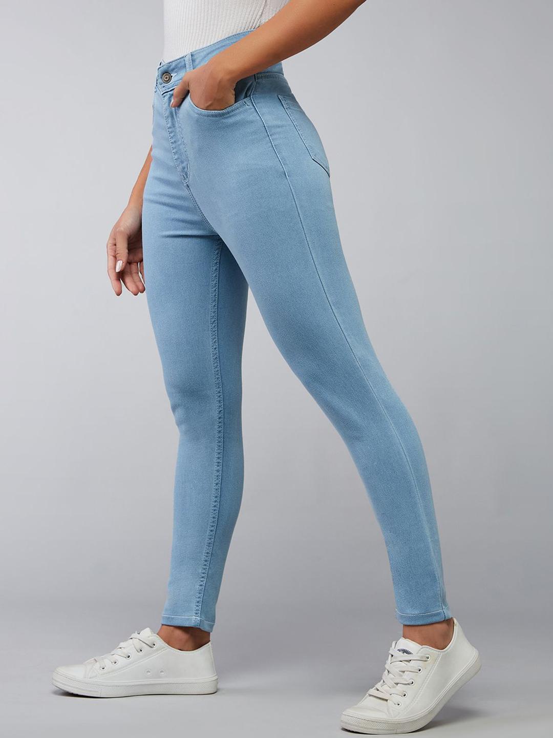 Buy DOLCE CRUDO Women High Rise Light Fade Stretchable Cropped Skinny ...