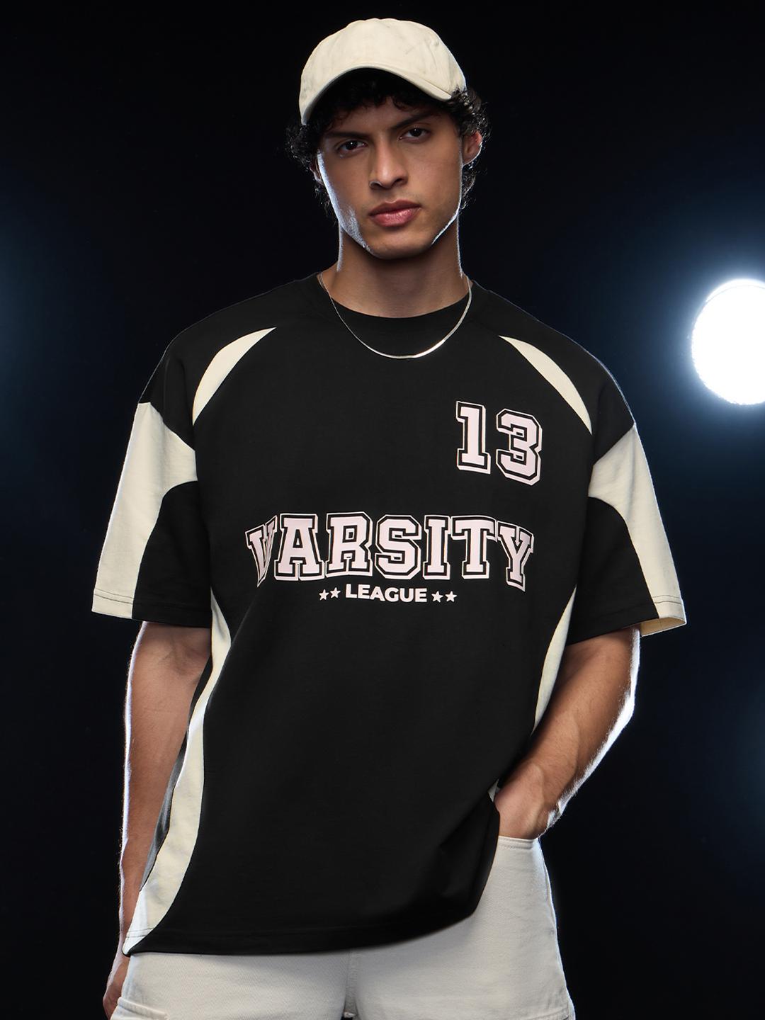 Buy The Souled Store Men Varsity Printed Round Neck Cotton Oversized T ...