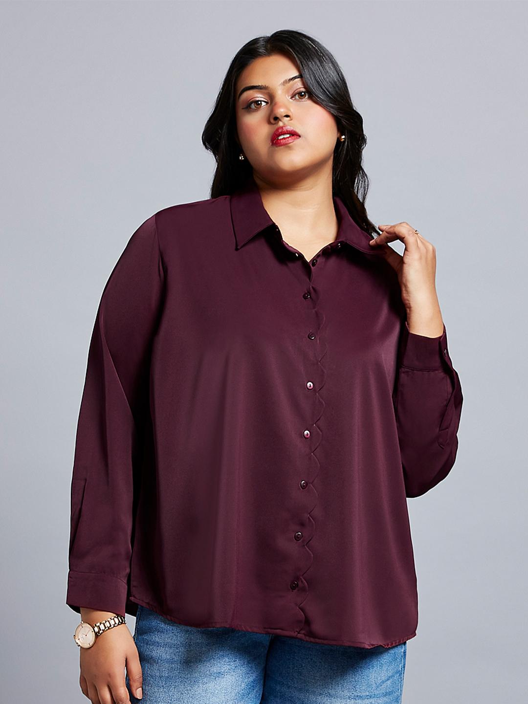 Buy Globus Gloplus Collared Neck Cuff Sleeves Shirt Style Plus Size ...