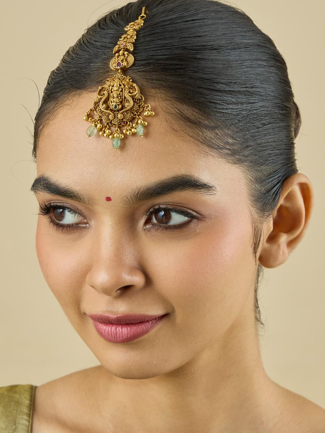 Buy Kushal's Fashion Jewellery Gold Plated Maang Tikka Antique Head ...