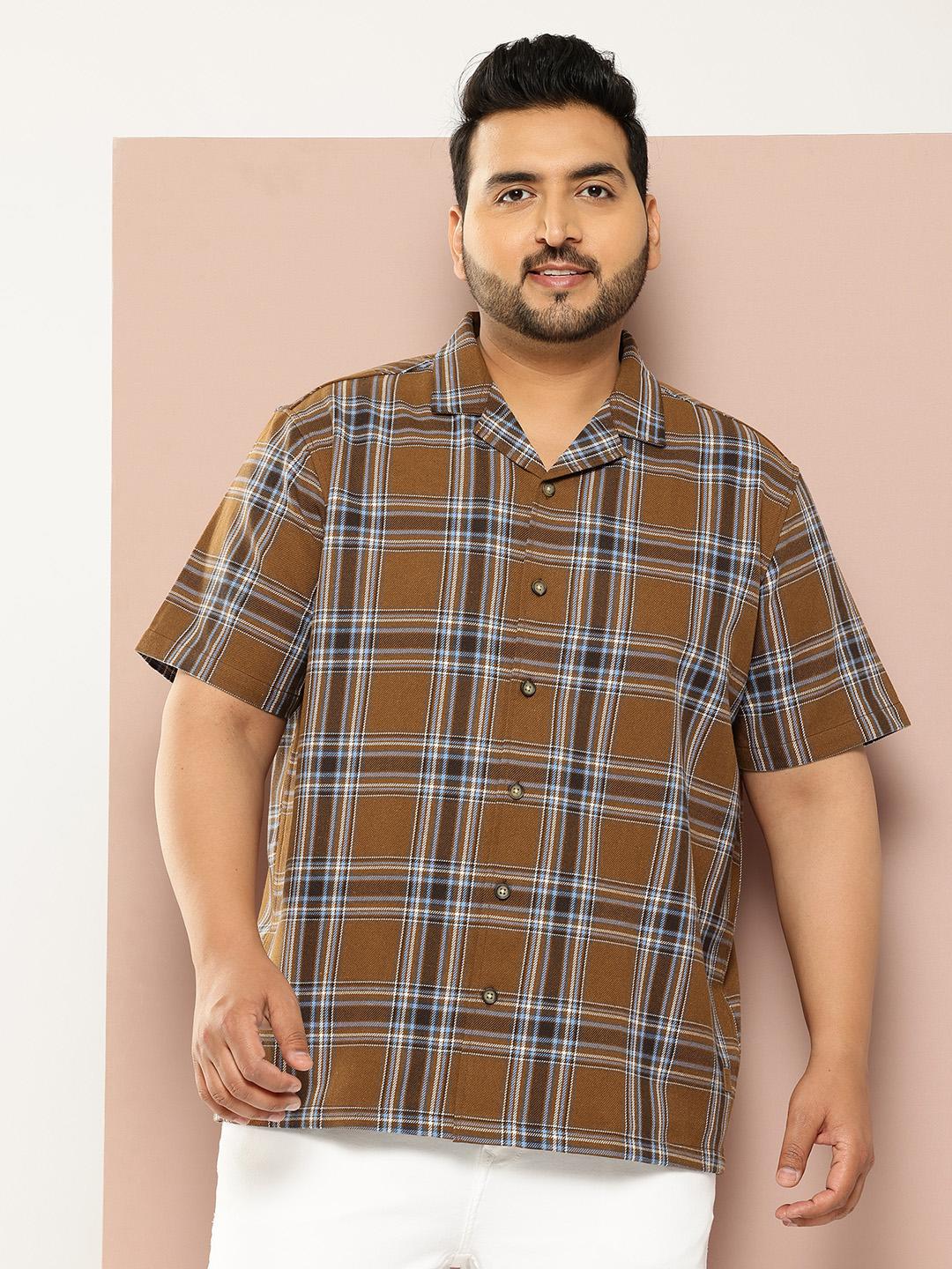 Buy Thomas Scott Plus Size Windowpane Checks Casual Shirt - Shirts for ...