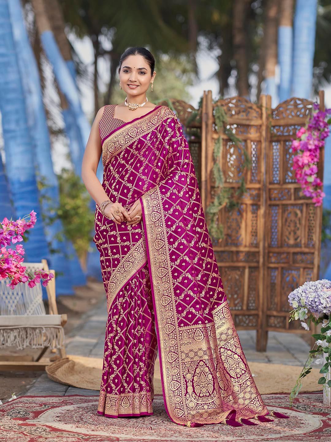 Buy MANOHARI Woven Design Zari Satin Banarasi Saree - Sarees for Women ...