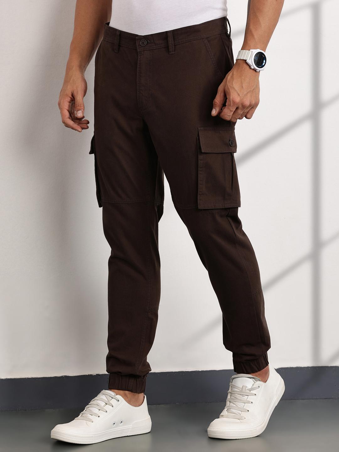 Buy Thomas Scott Men Smart Slim Fit Easy Wash Cargos Trousers ...