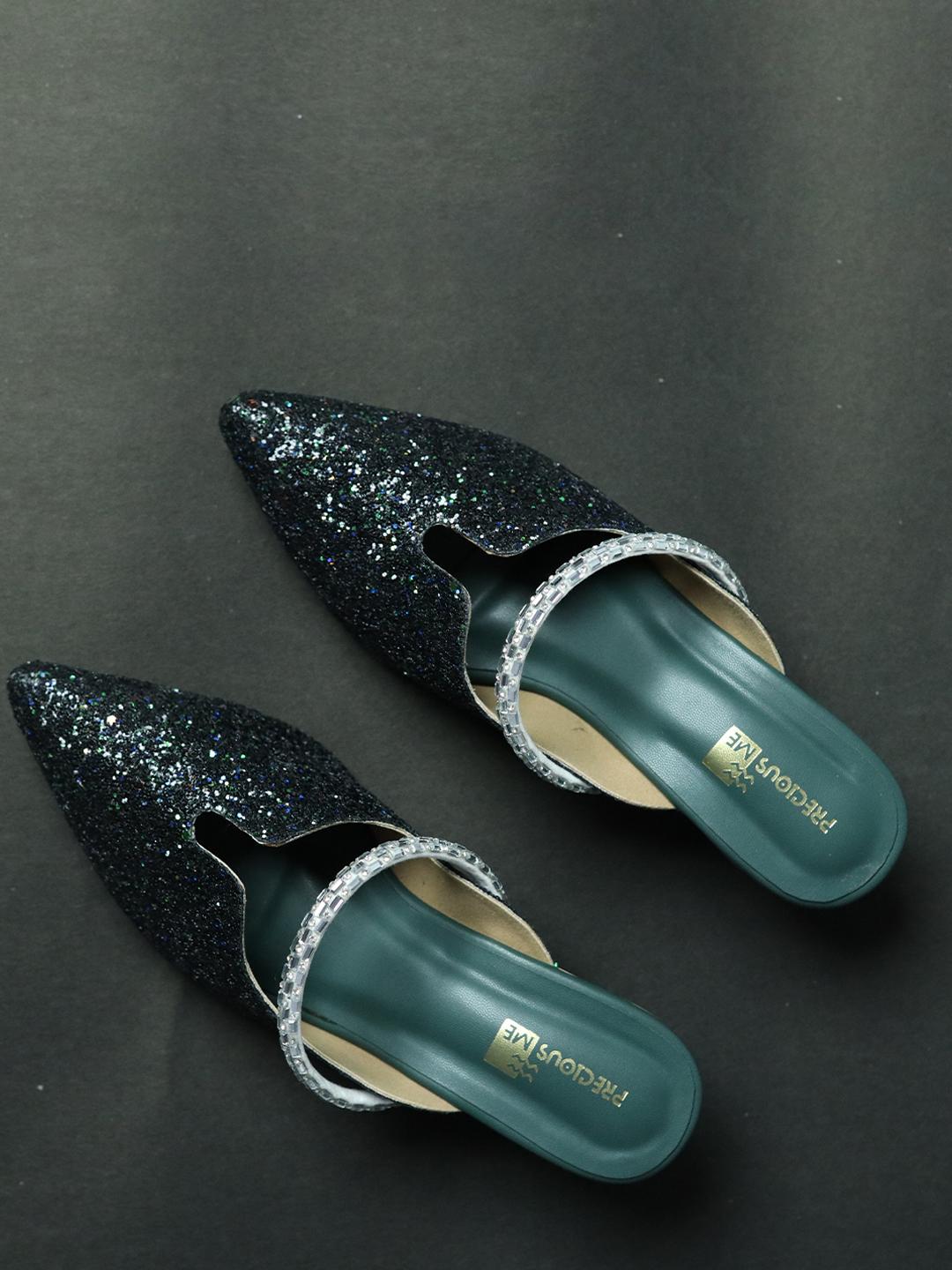Buy PreciousME Rhinestone Bling Block Heel Mules - Heels for Women ...
