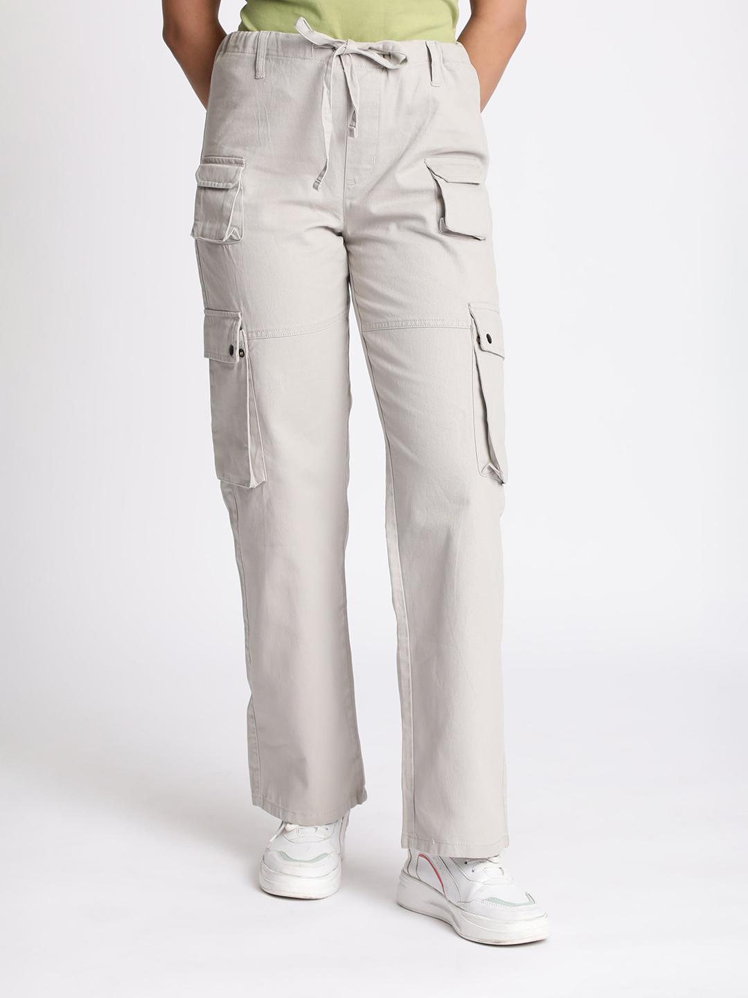 Buy IVOC Women Straight Fit High Rise Cargos Trousers - Trousers for ...