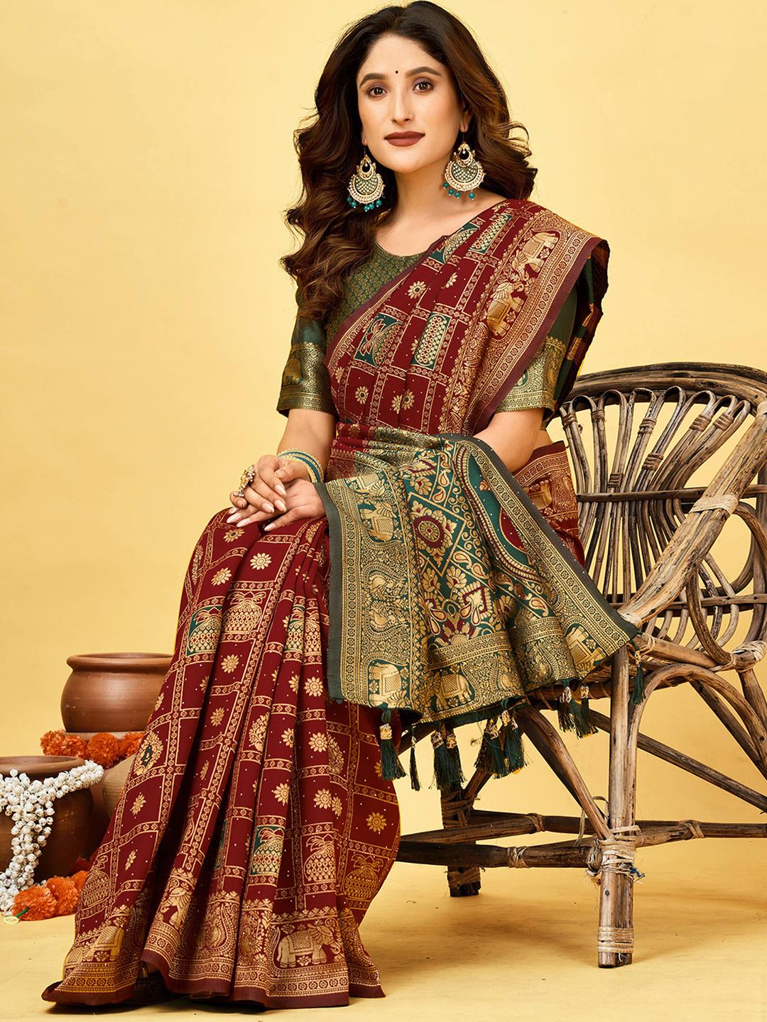 Buy Satrani Woven Design Zari Arani Saree - Sarees for Women 33040720 ...