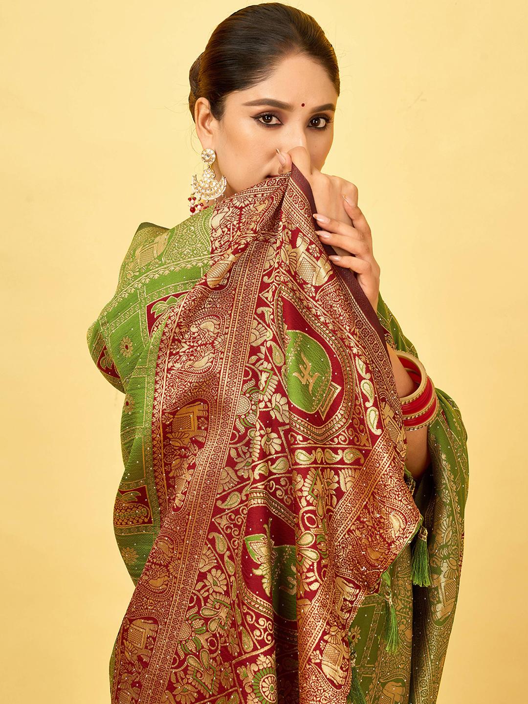 Buy Satrani Ethnic Motifs Zari Arani Saree - Sarees for Women 33040729 ...