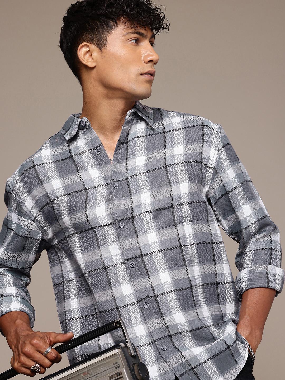 Buy The Roadster Lifestyle Co. Checked Relaxed Fit Shirt - Shirts for ...