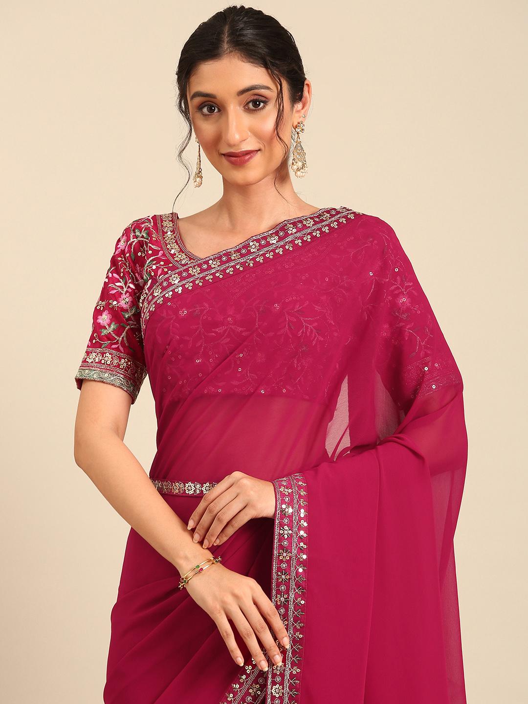 Buy Mitera Sequinned Saree - Sarees for Women 33122724 | Myntra