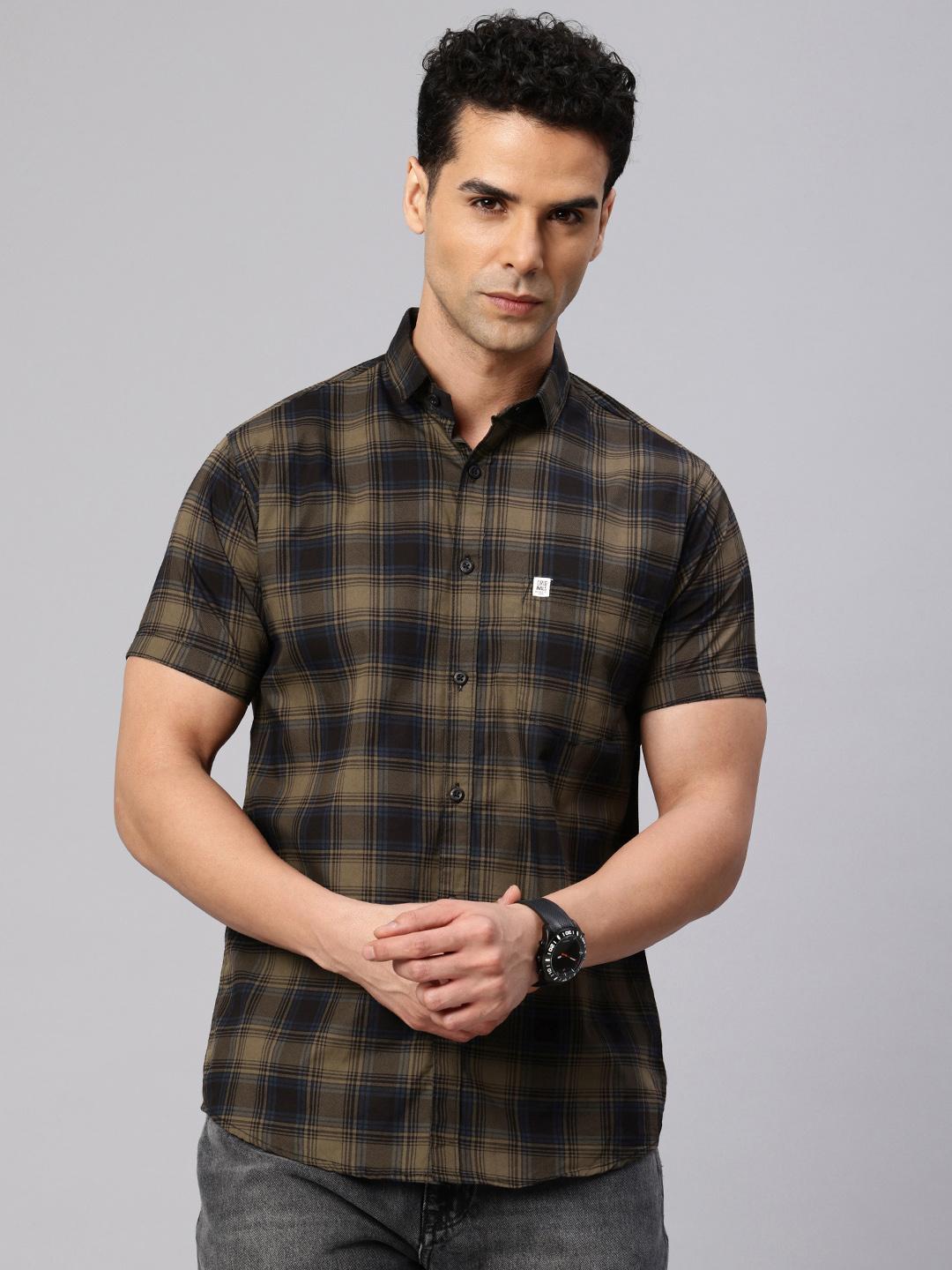 Buy Majestic Man Men Comfort Slim Fit Checked Pure Cotton Casual Shirt ...