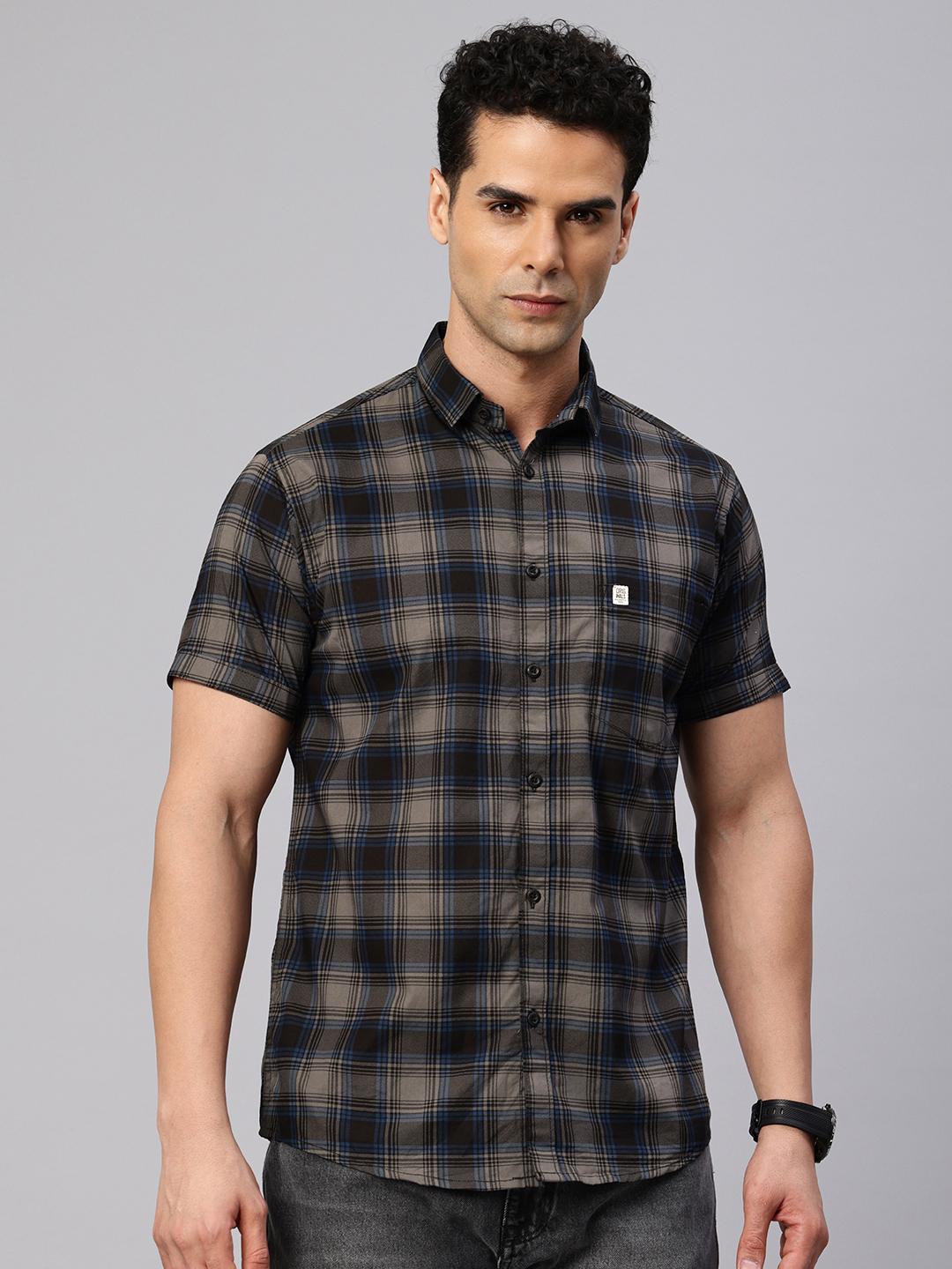 Buy Majestic Man Men Comfort Slim Fit Checked Pure Cotton Casual Shirt ...