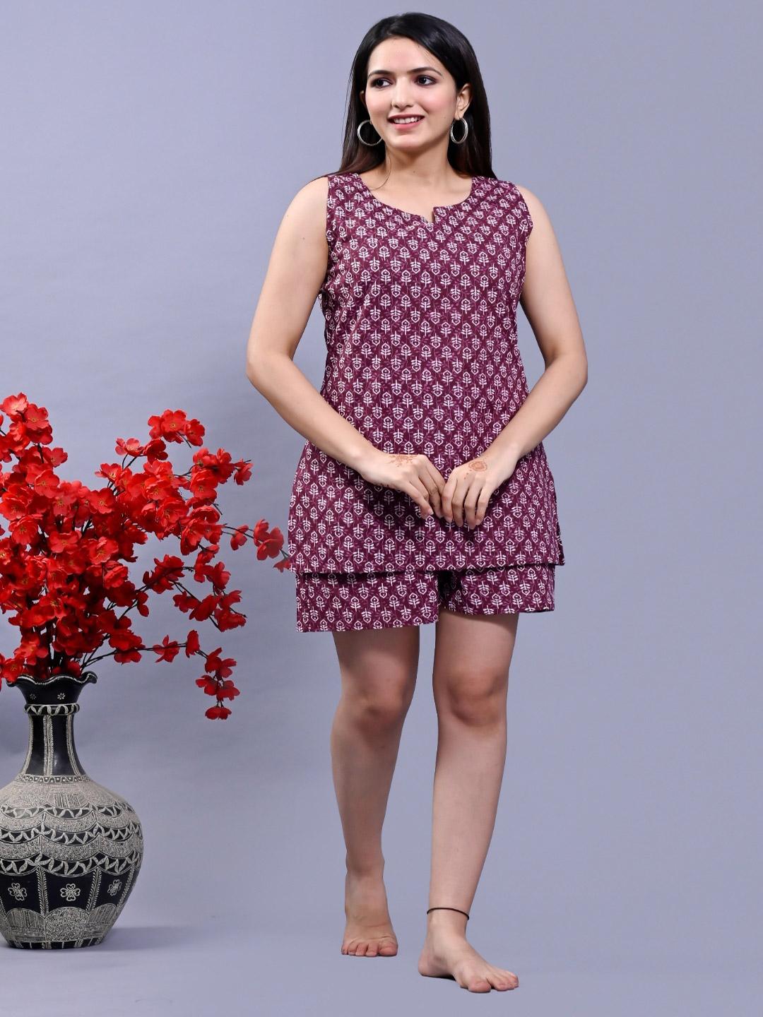 Buy NUNCHII Women Ethnic Motifs Printed Night Suit - Night Suits for ...