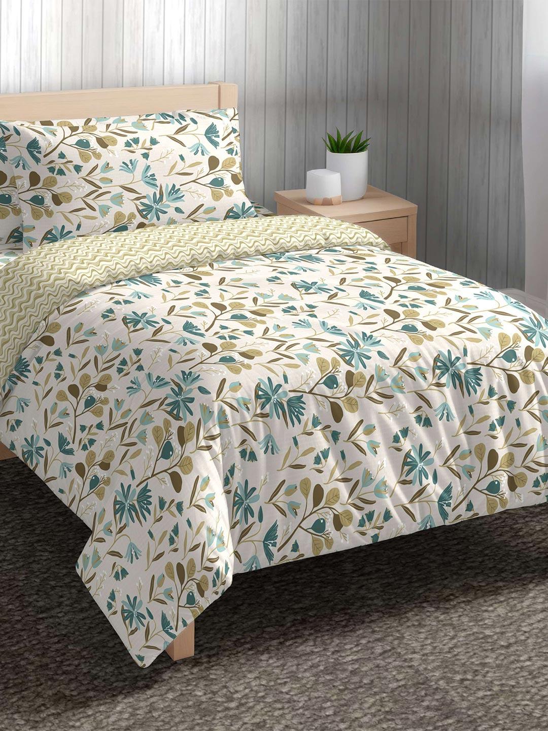 Buy The Happy Pod Green&White Pure Cotton Single Bedding SetComforter ...