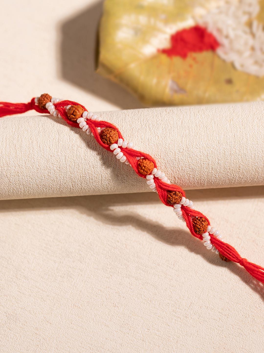 Buy Voylla Spiritual Sacred Rudraksha Beaded Thread Rakhi - Rakhi for ...