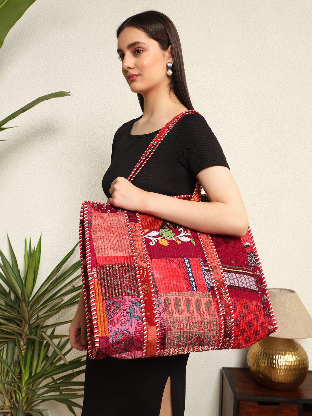 Buy HANDICRAFT PALACE Women Ethnic Motifs Printed Shopper Tote Bag ...