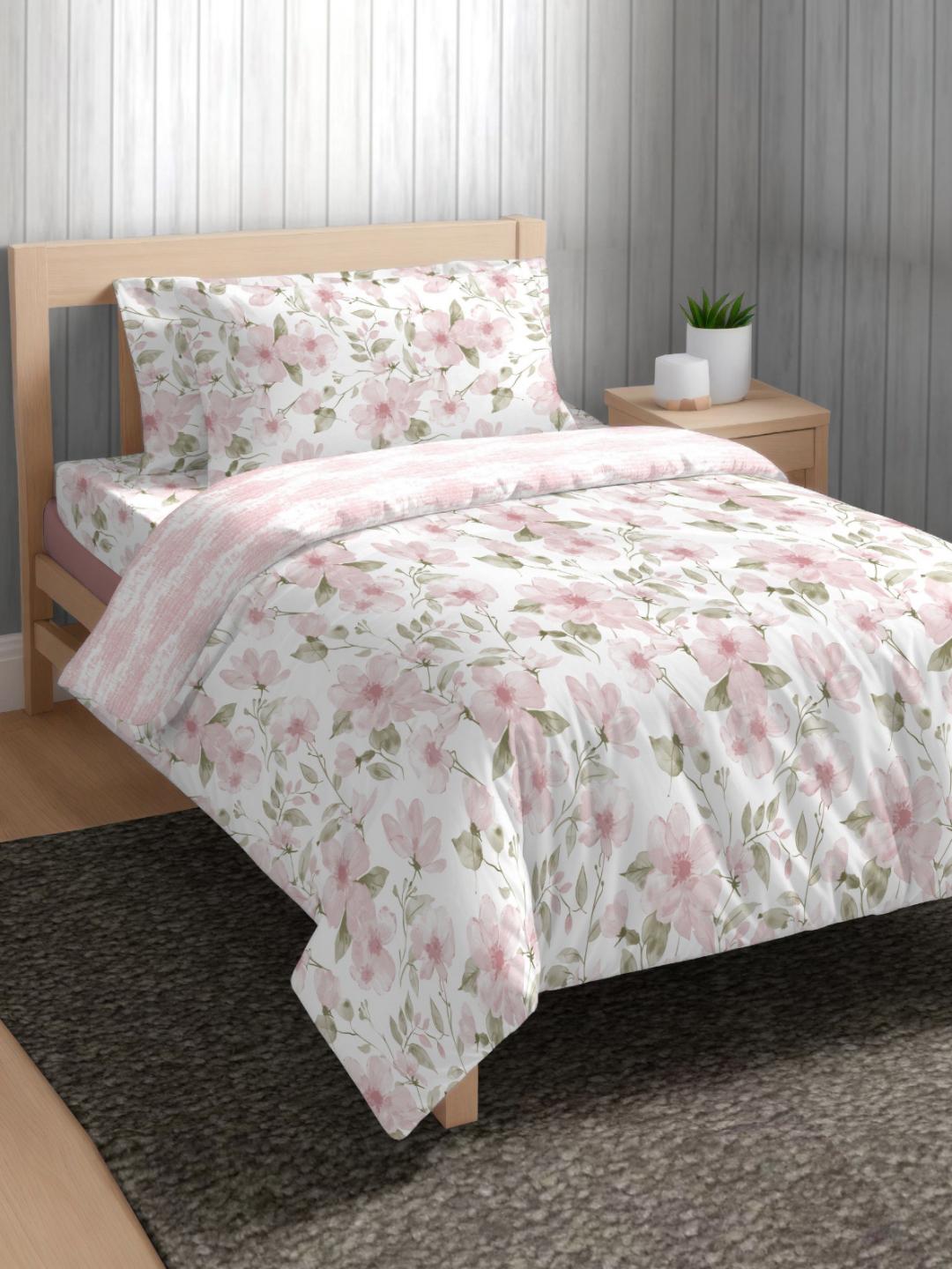 Buy The Happy Pod Pink Floral Cotton Skin Friendly 144 TC Single ...