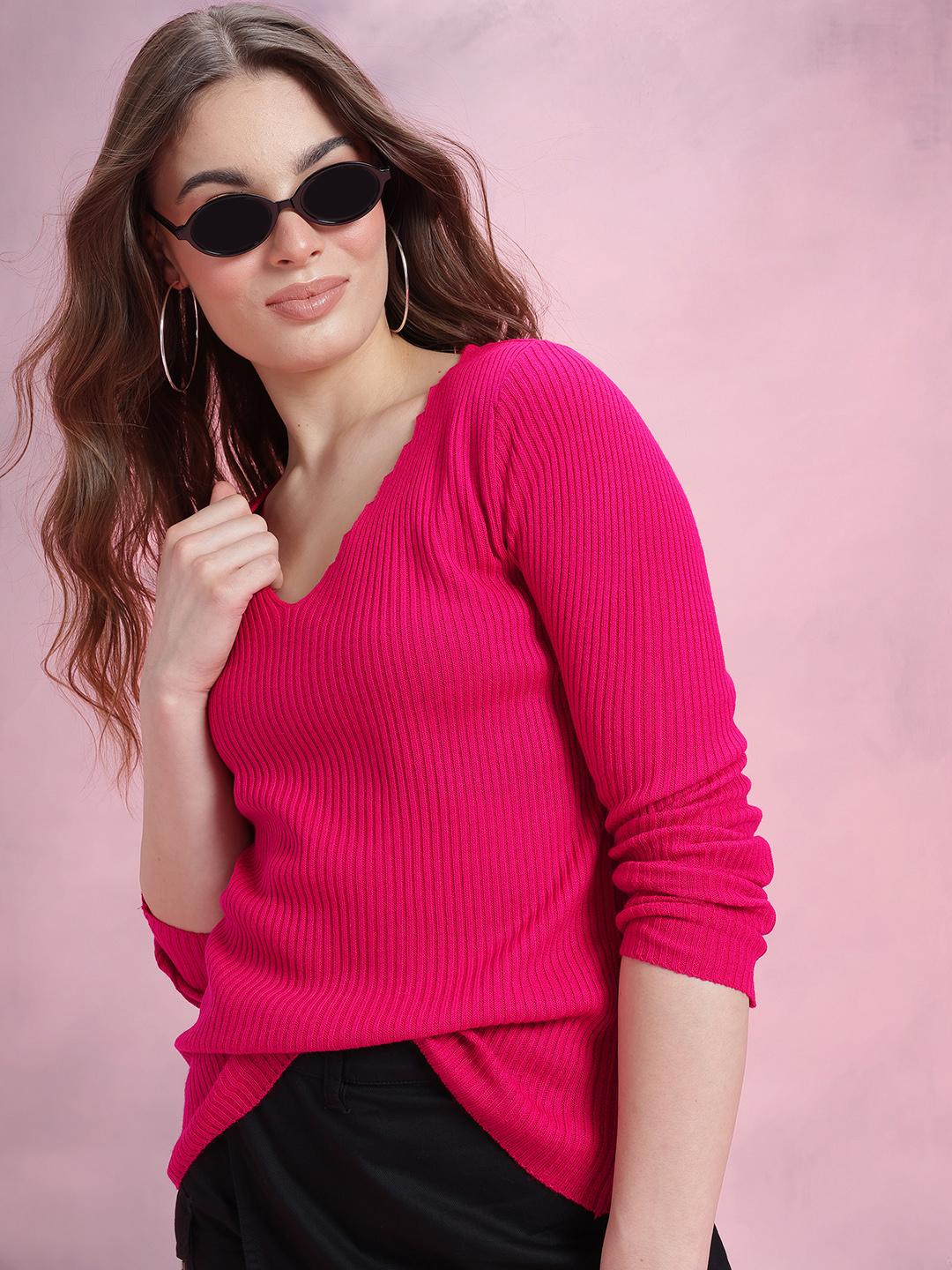 Buy DressBerry Ribbed V Neck Acrylic Pullover - Sweaters for Women ...