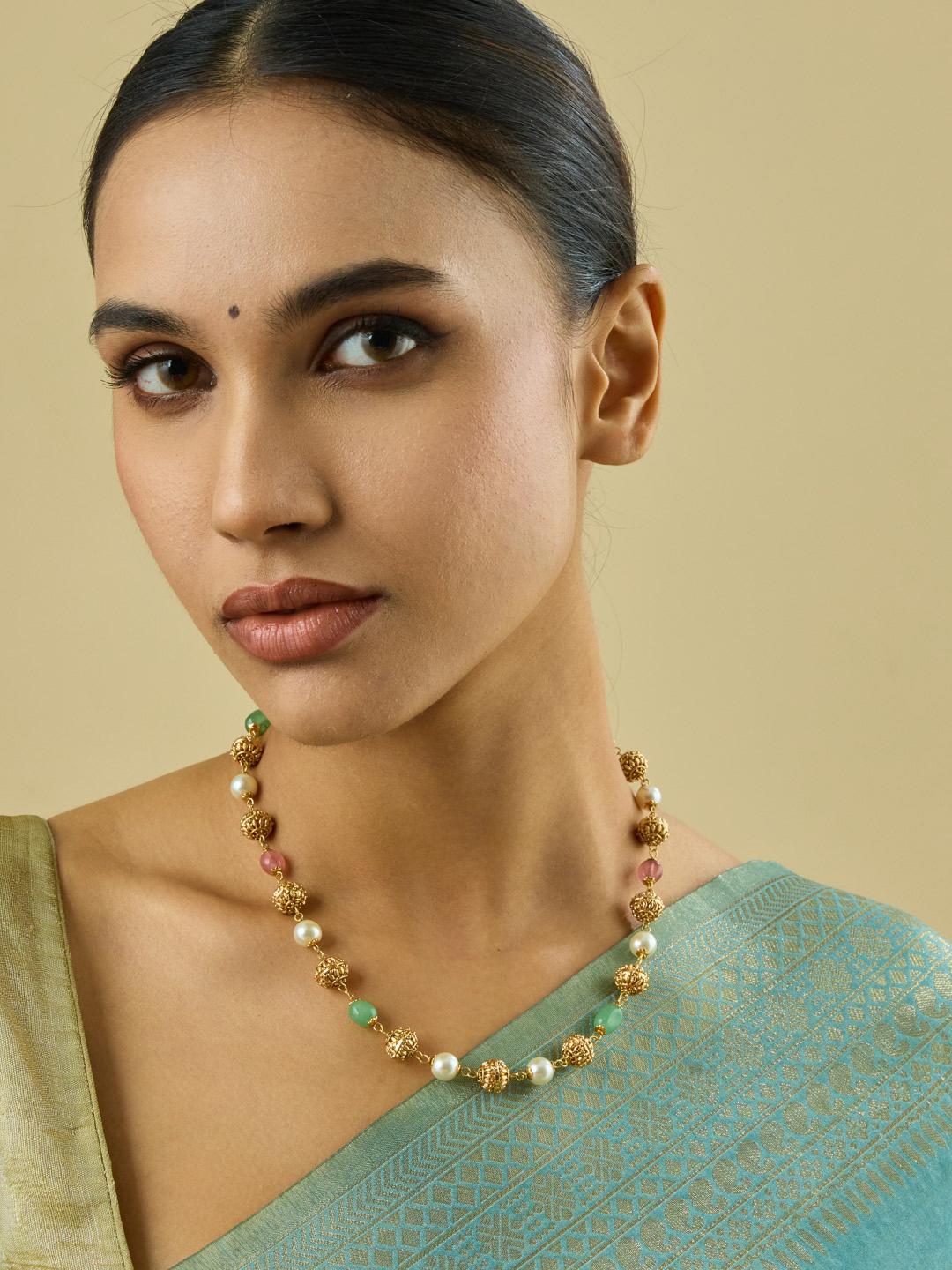 Buy Kushal's Fashion Jewellery Gold Plated Stone Studded & Beaded ...