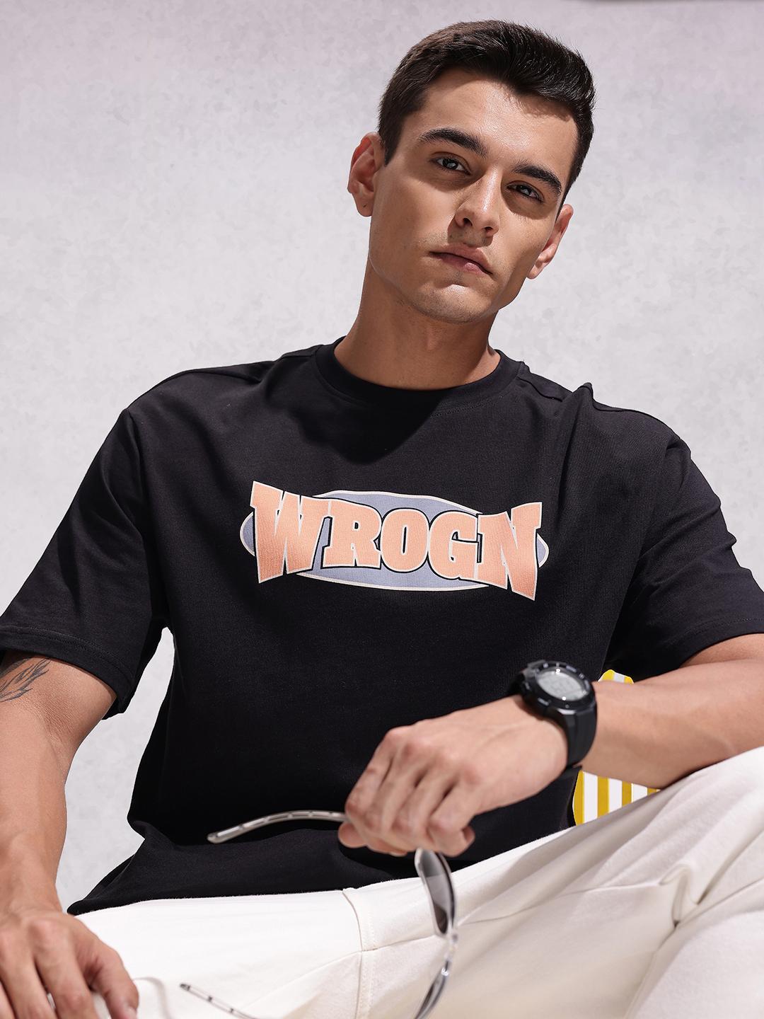 Buy WROGN Pure Cotton Brand Logo Printed Oversized T Shirt - Tshirts ...