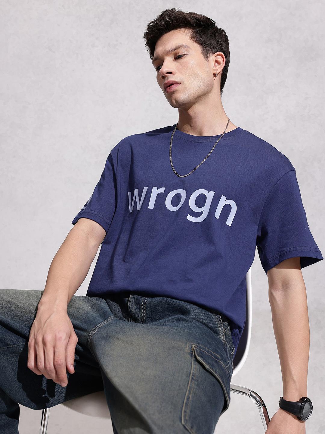 Buy WROGN Pure Cotton Brand Logo Printed Oversized T Shirt - Tshirts ...