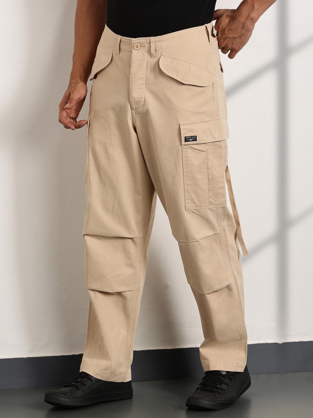 Buy Thomas Scott Men Cricket Club Smart Loose Fit Cotton Cargos ...