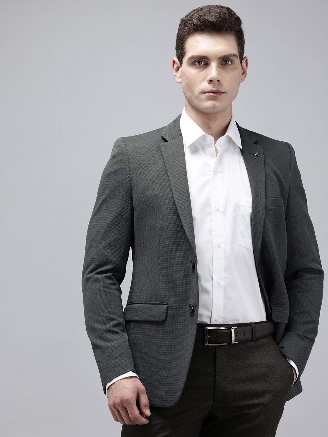 Buy Van Heusen Self Design Ultra Slim Fit Single Breasted Blazer ...