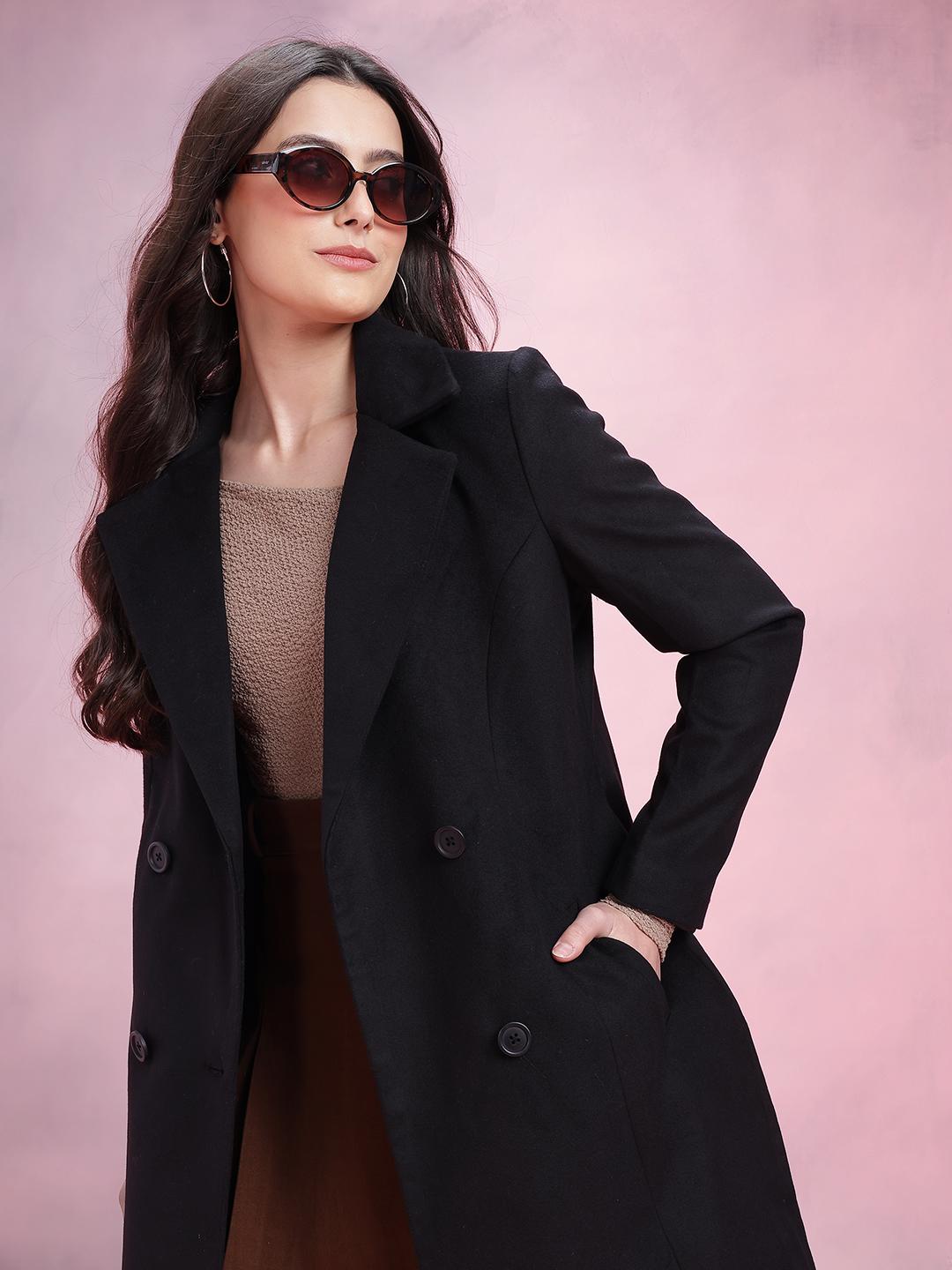 Buy DressBerry Notched Lapel Collar Double Breasted Regular Fit ...