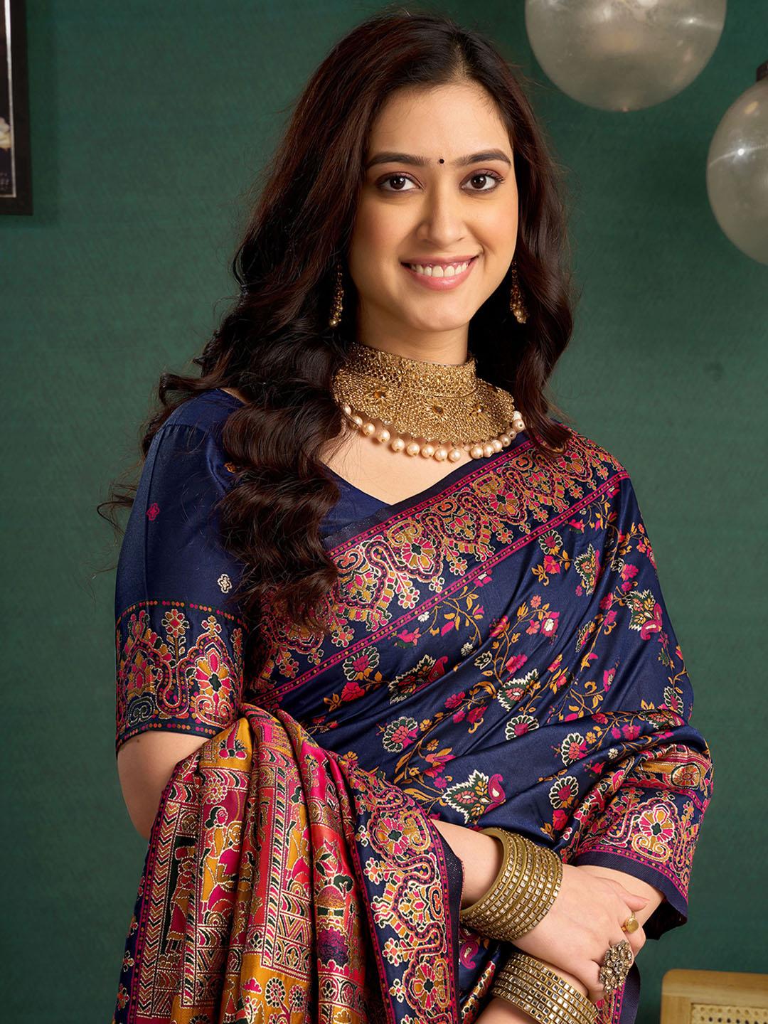 Buy Sangria Woven Design Pure Silk Saree With Blouse Piece - Sarees for ...