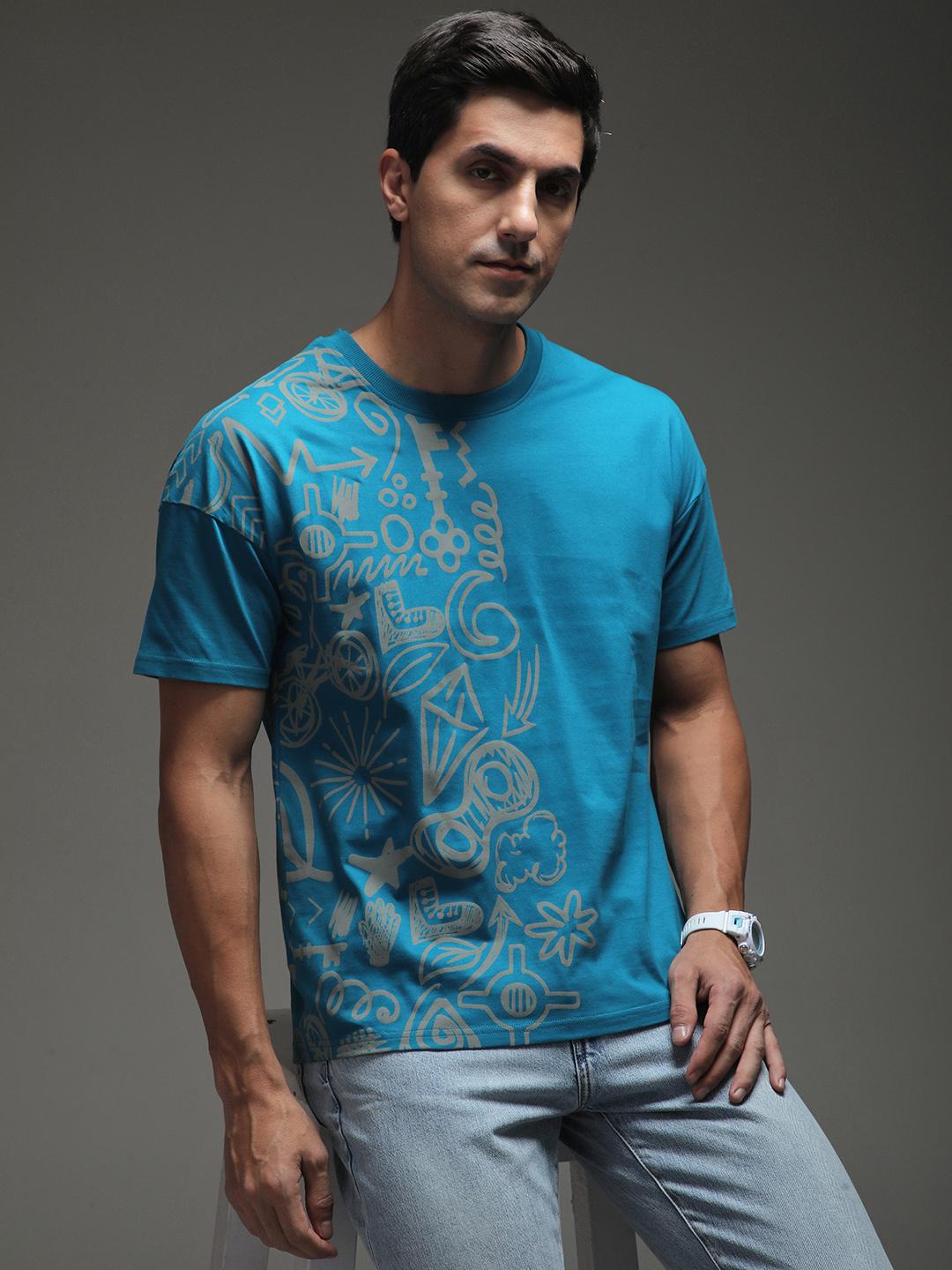 Buy Stormborn Men Drop Shoulder Printed Cotton Oversized Tshirt ...