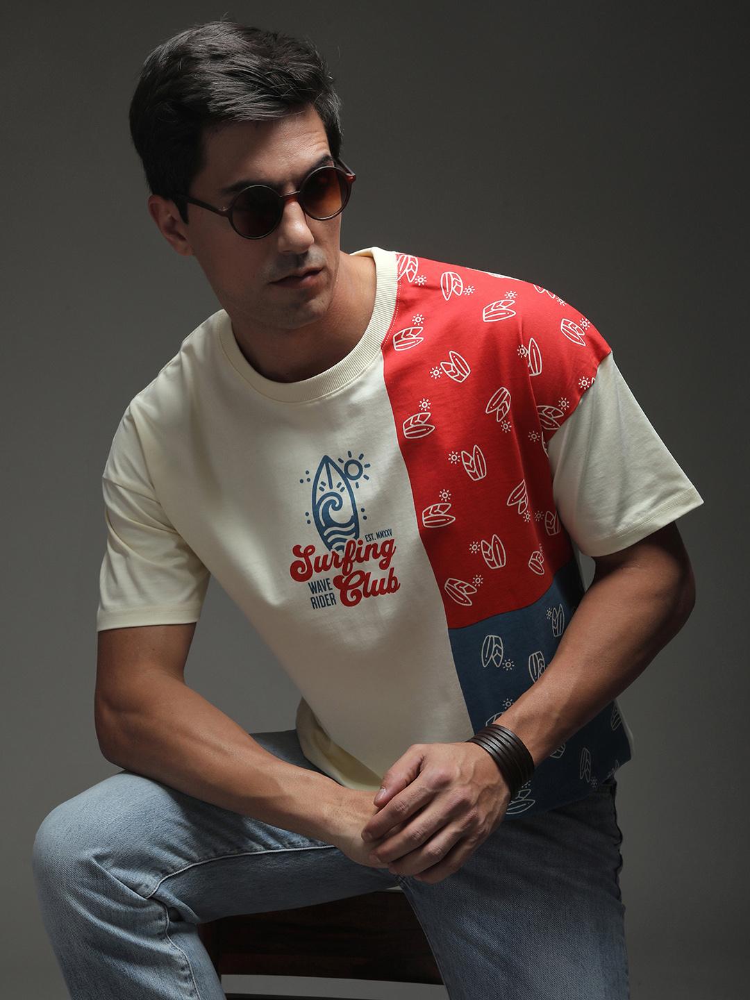 Buy Stormborn Men Drop Shoulder Printed Cotton Oversized Tshirt ...