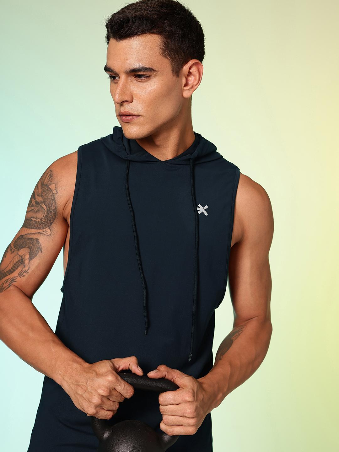 Buy HRX By Hrithik Roshan Solid Sleeveless Hooded Rapid Dry T Shirt ...