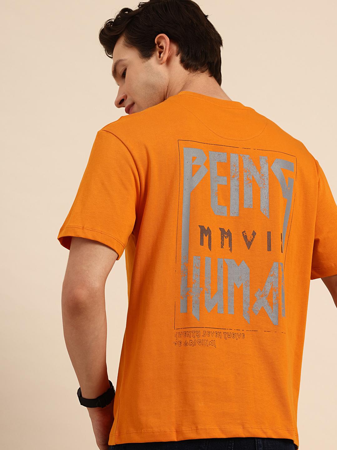 Buy Being Human Brand Logo Printed Drop Shoulder Sleeves Pure Cotton ...