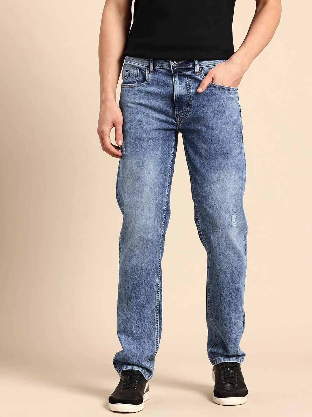 Buy Being Human Men Straight Fit Low Distress Heavy Fade Stretchable ...