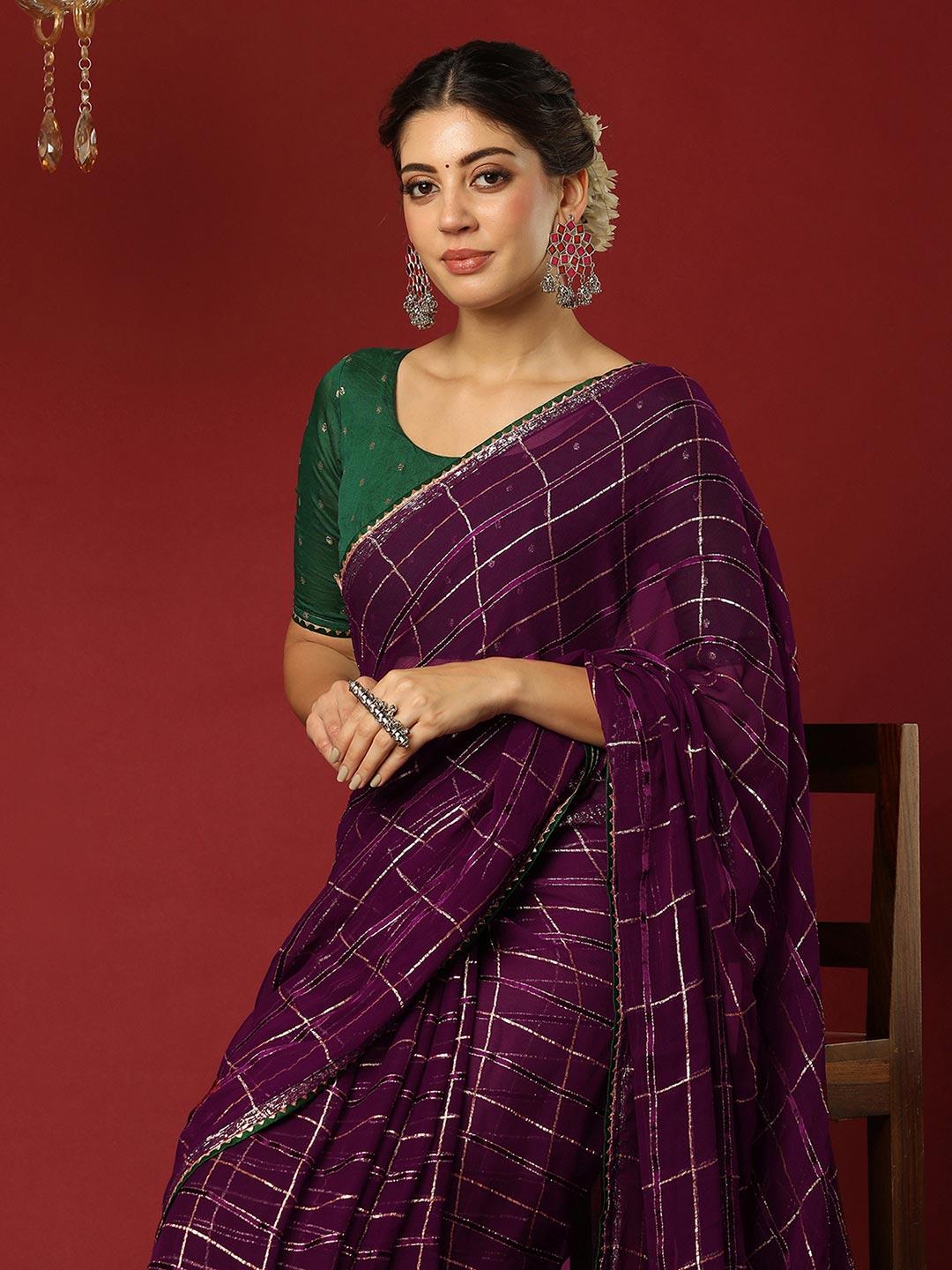 Buy Satrani Woven Design Zari Pure Georgette Saree - Sarees for Women ...
