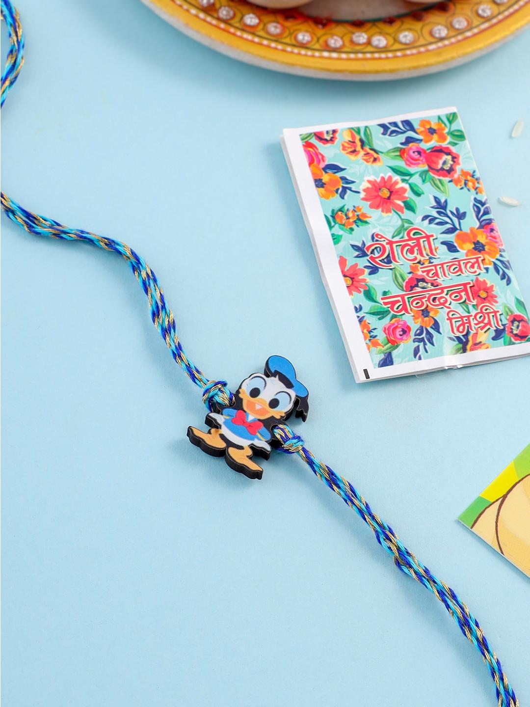 Buy NVR Stylish Blue Cartoon Character Kids Rakhi With Roli Chawal ...