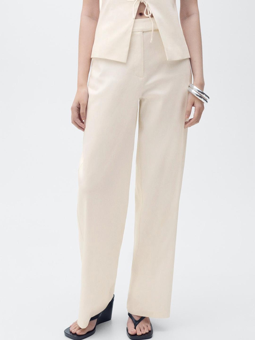 Buy MANGO Women Straight Fit Trousers - Trousers for Women 33529226 ...