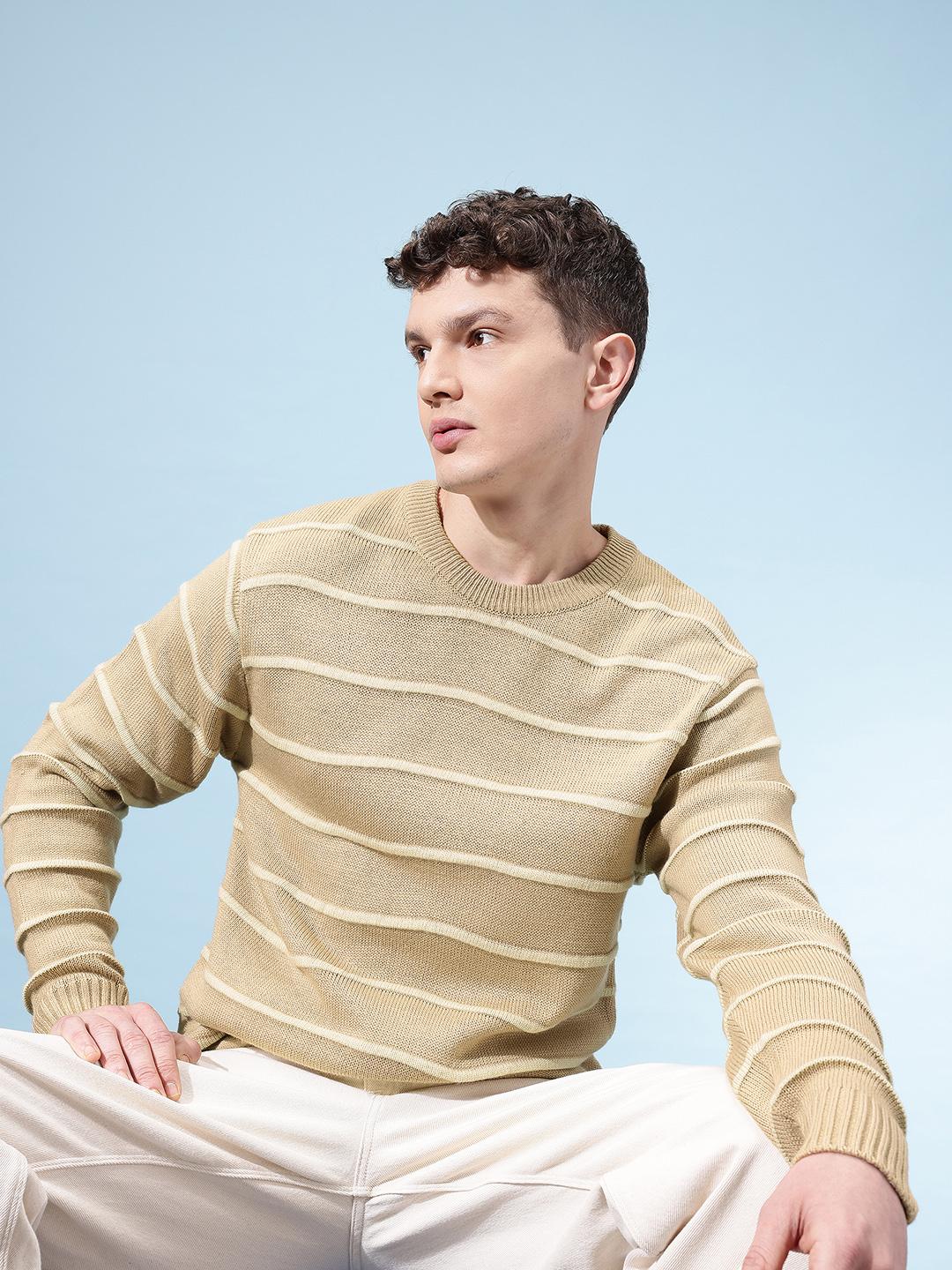 Buy Glitchez Vertical Striped Round Neck Knitted Pullover - Sweaters ...