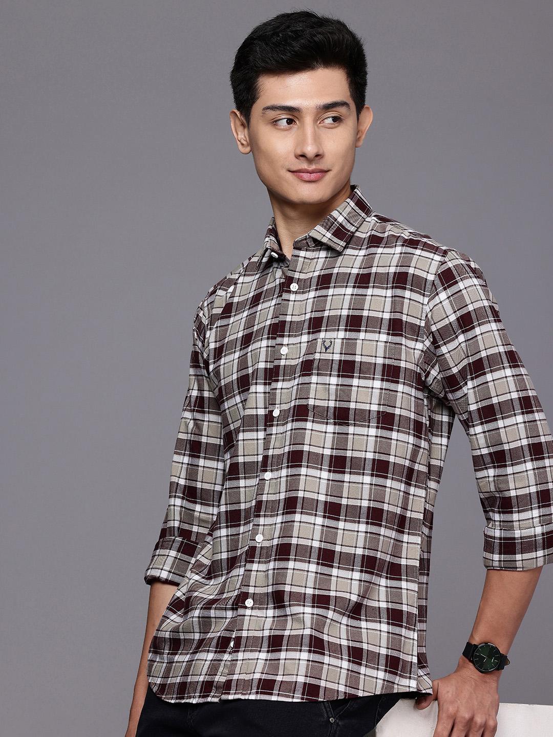 Buy Allen Solly Sport Fit Checked Pure Cotton Casual Shirt - Shirts for ...
