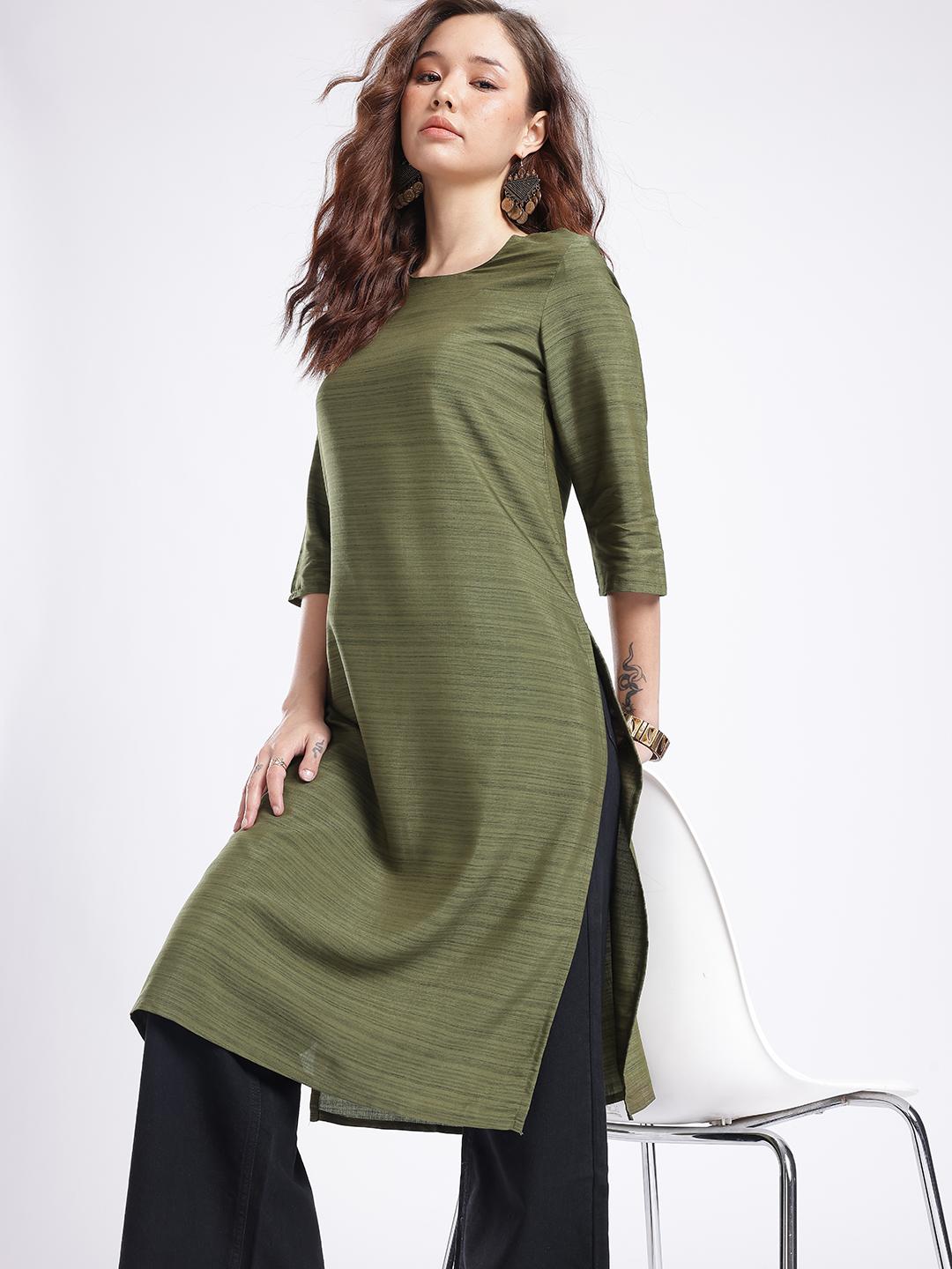 Buy Anouk Rustic Striped Straight Kurta - Kurtas for Women 33612772 ...