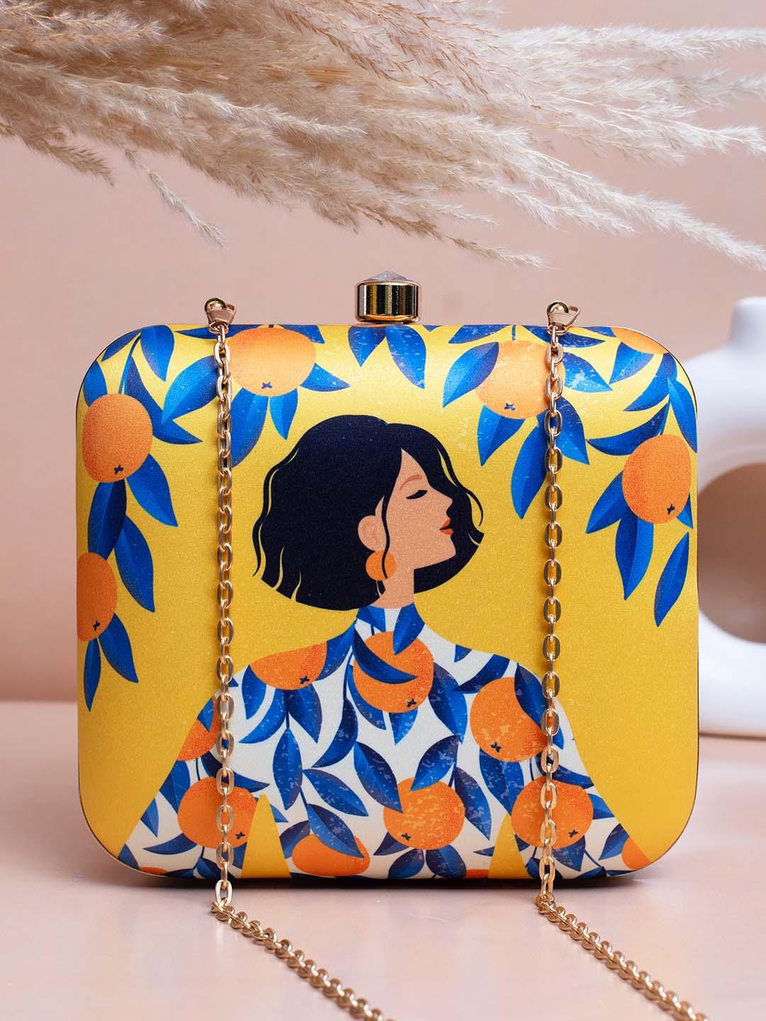 Buy ARTKLIM Girl Quirky Printed Box Clutch With Shoulder Strap ...