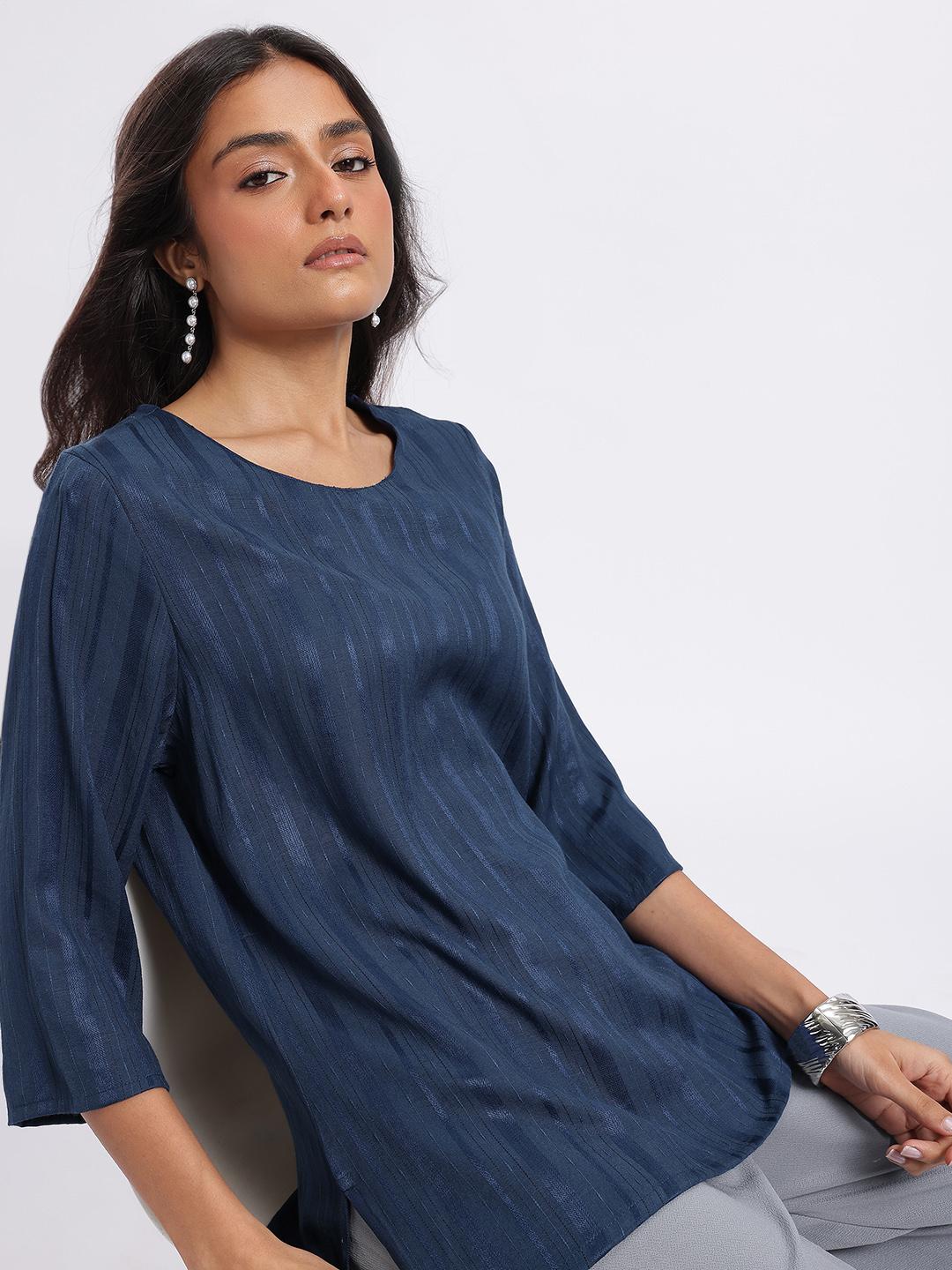 Buy Anouk Rustic Striped Round Neck Straight Kurti - Kurtis for Women ...