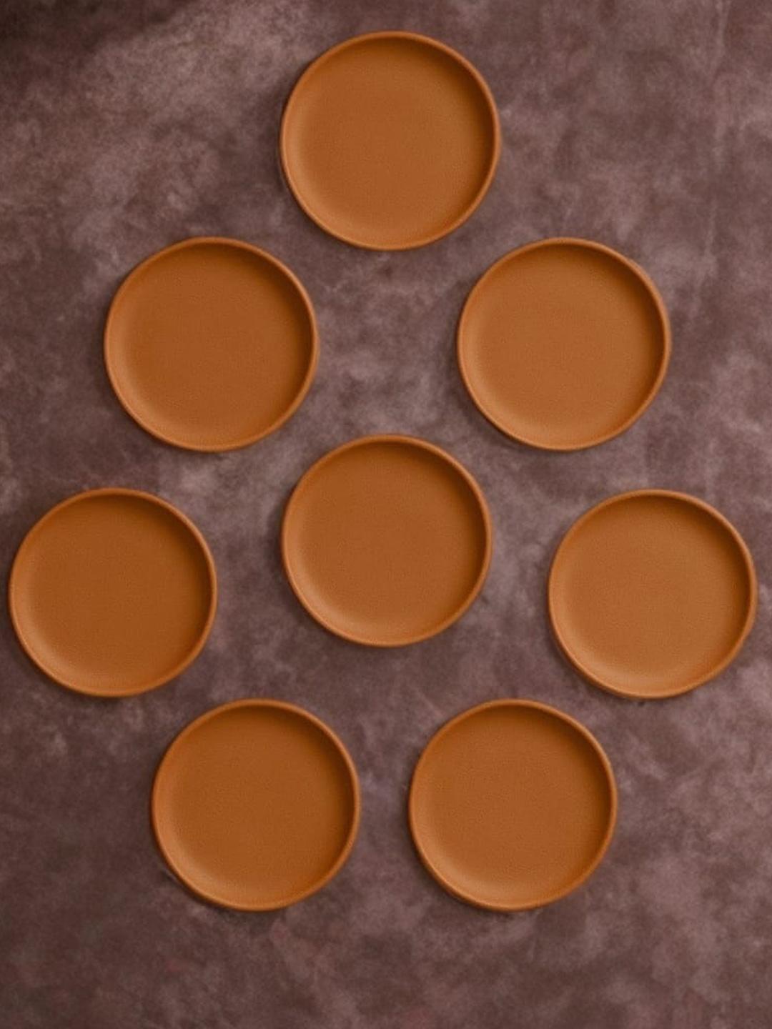 Buy The Handicraftian Set Of 8 Terracotta Round Wall Plates - Wall ...