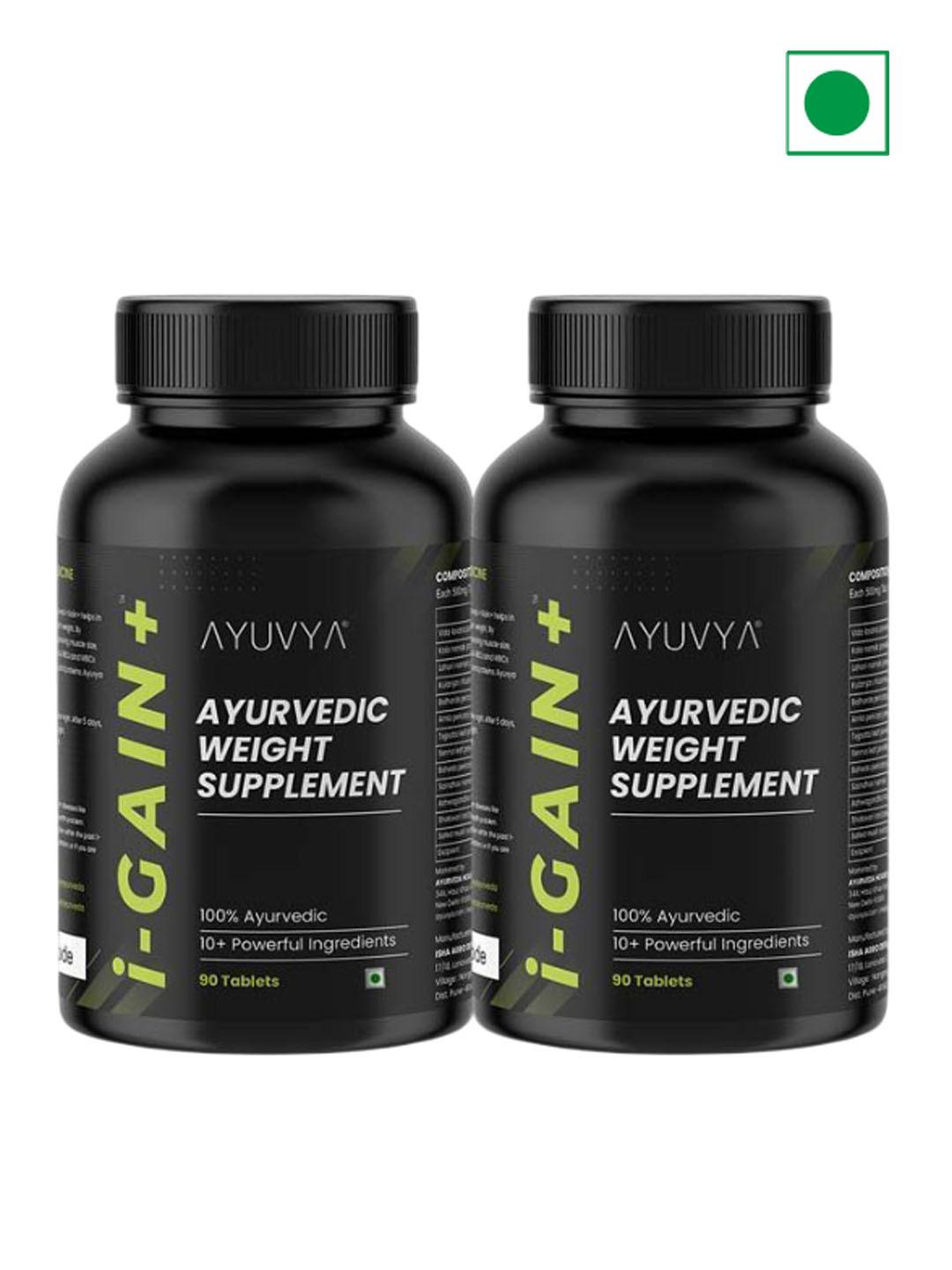 Buy Ayuvya Set Of 2 I Gain+ Ayurvedic Weight Gain & Muscle Gain Tablets ...