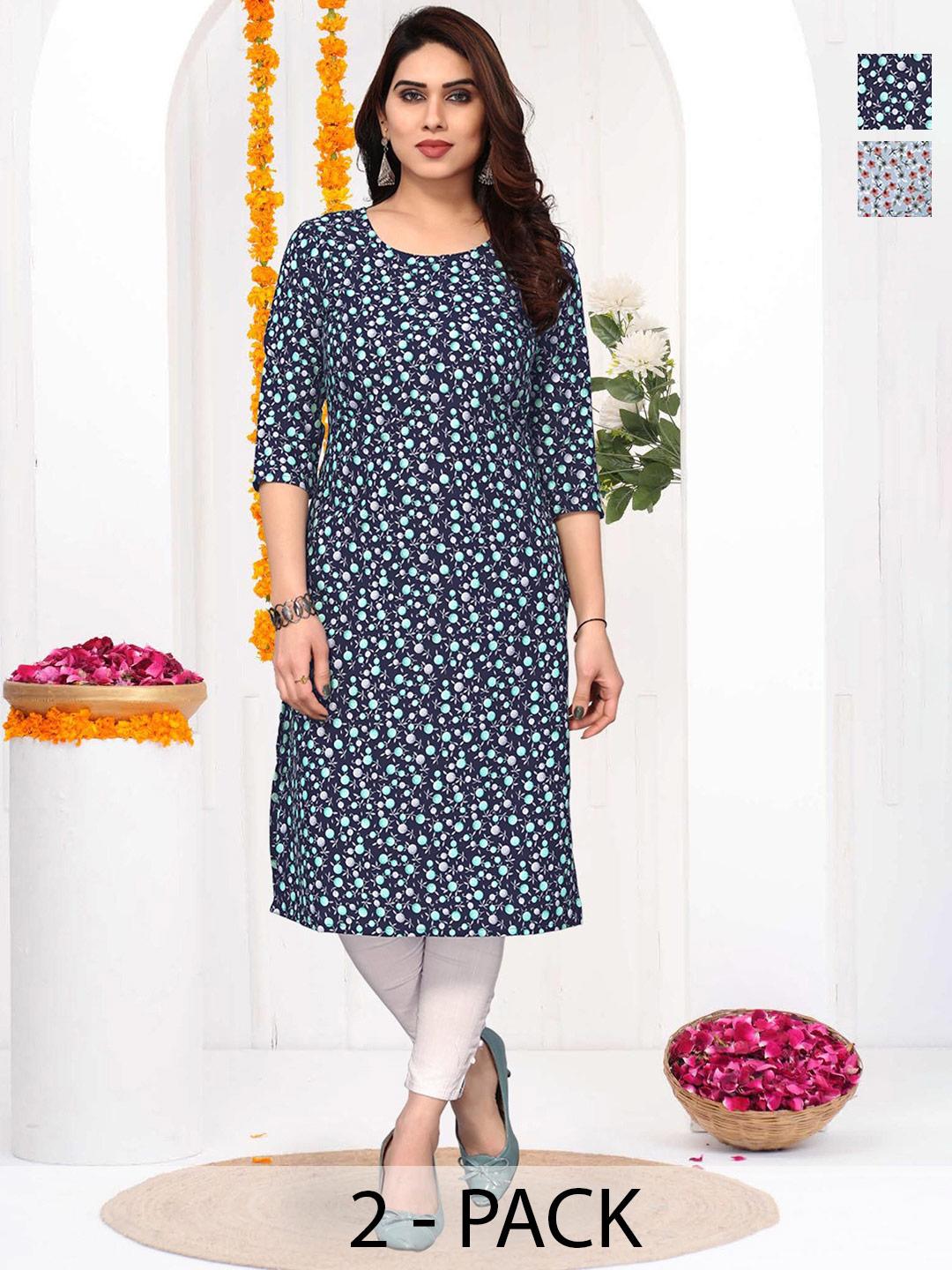 Buy Moda Rapido Women Pack Of 2 Printed Crepe Kurta - Kurtas for Women ...
