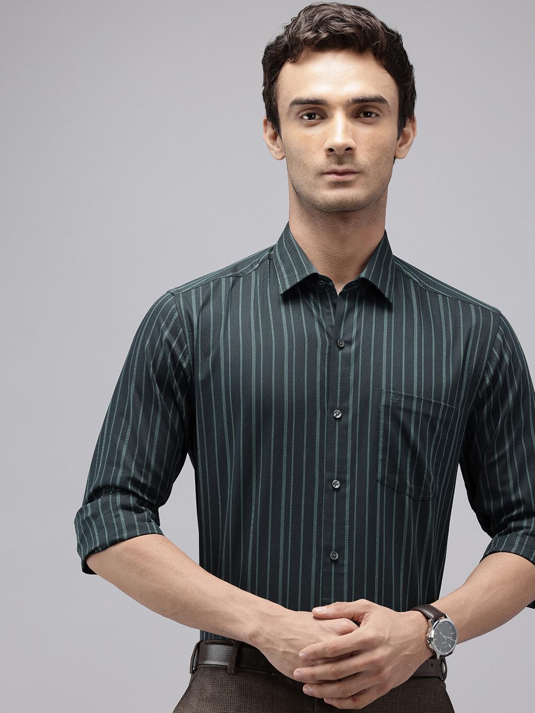 Buy Arrow Pure Cotton Manhattan Slim Fit Striped Self Design Formal ...