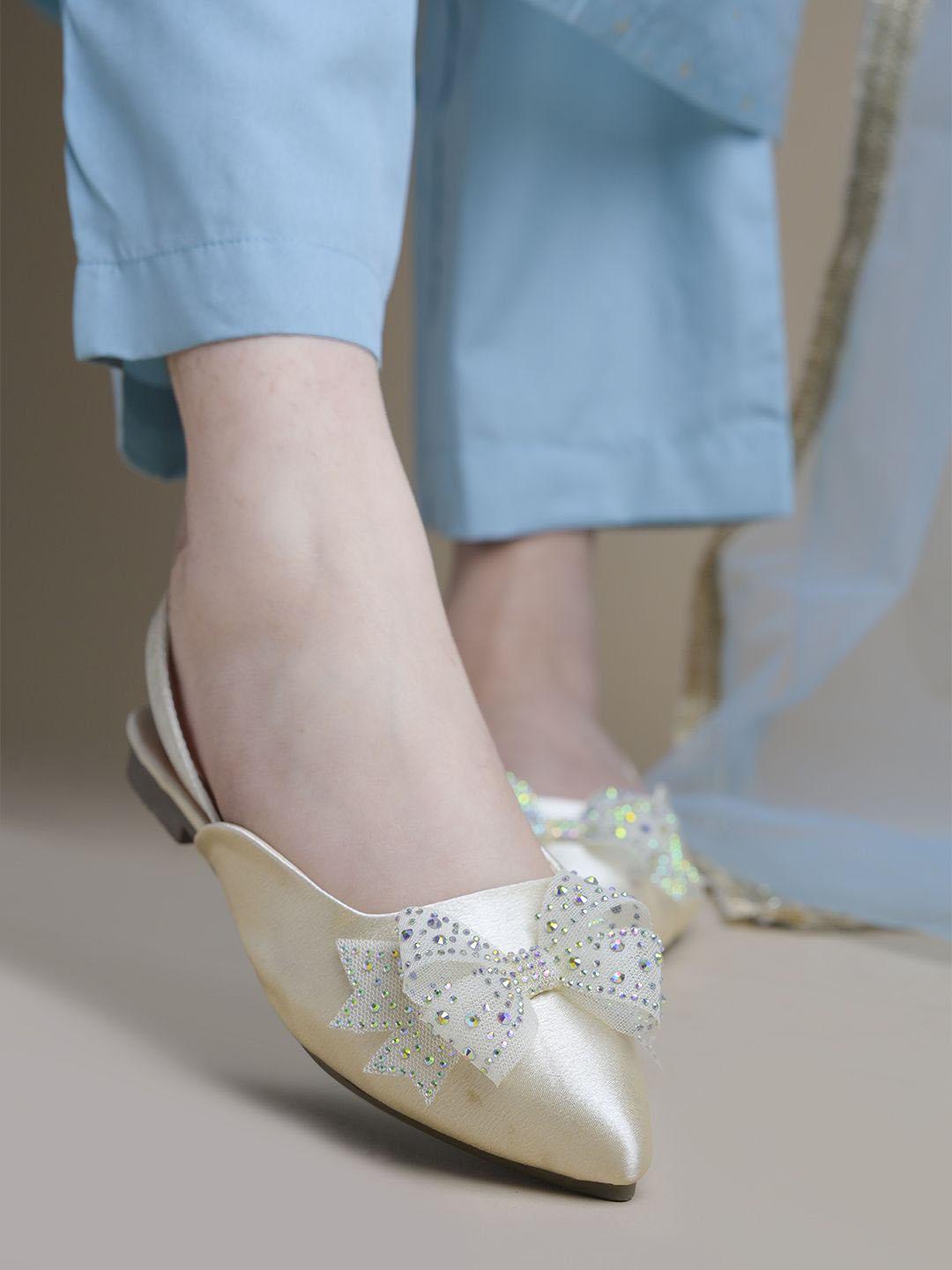Buy Shoetopia Women Pointed Toe Embellished Party Mules Flats - Flats ...