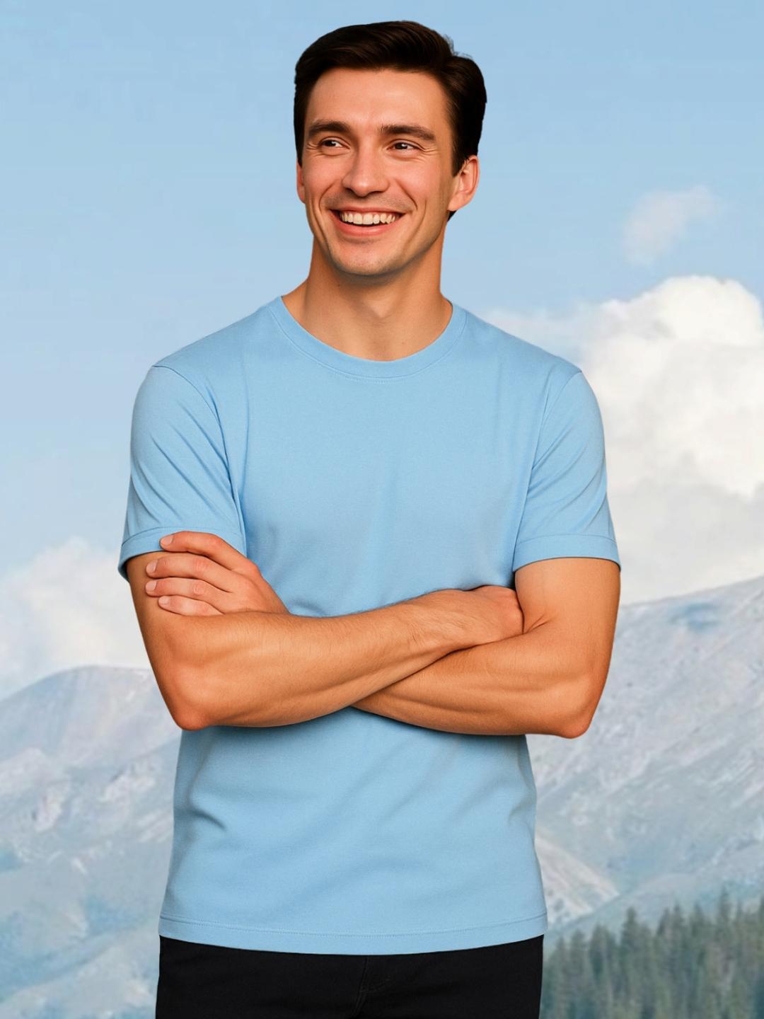 Buy NOBERO Men Comfort Pique Solid Round Neck T Shirt - Tshirts for Men ...