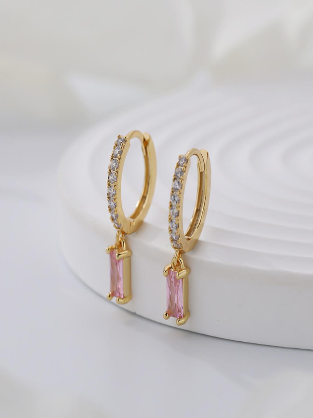 Buy AQUASTREET 18K Gold Plated Waterproof, Anti Tarnish Pink Zircon ...